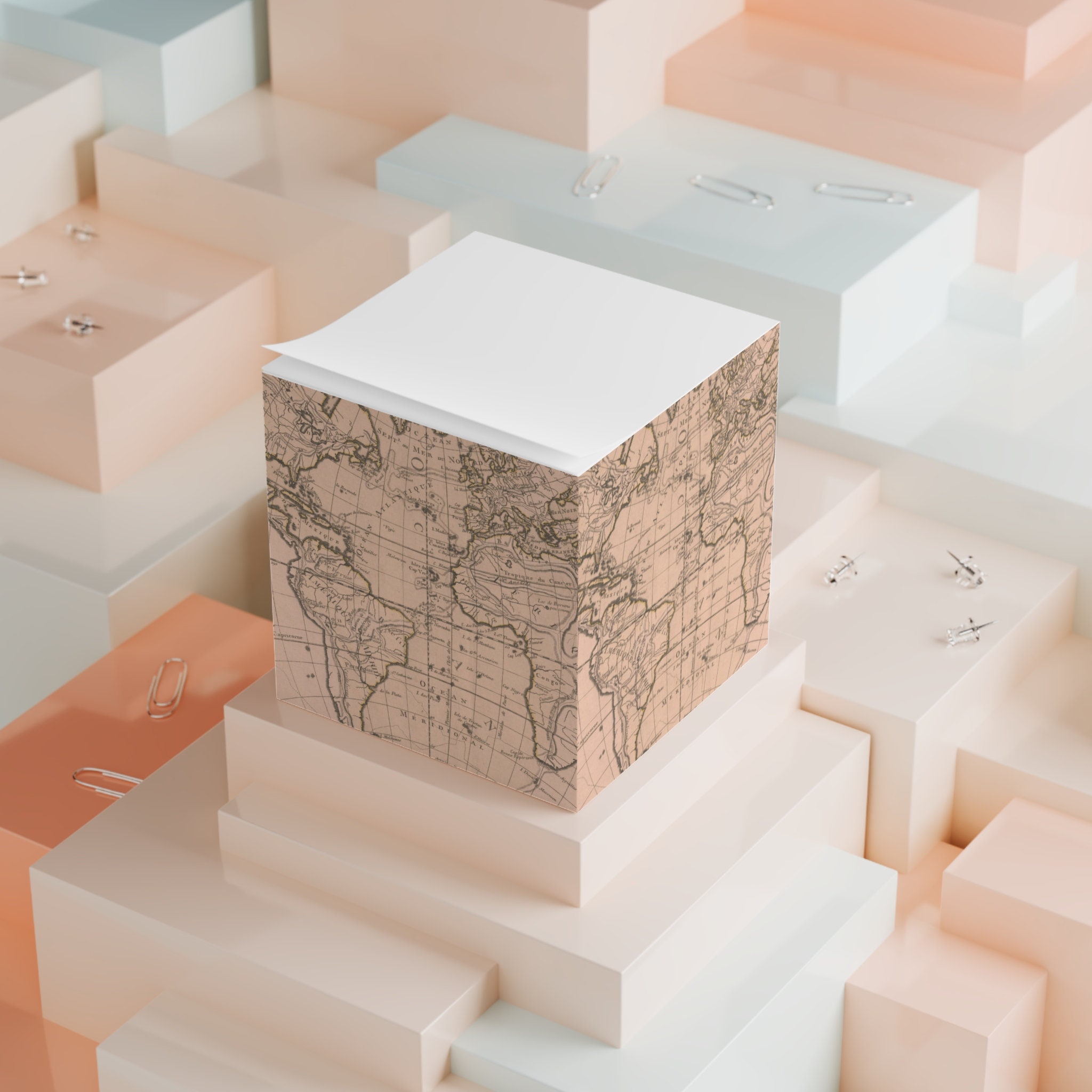 World Map Note Cube - Etsy