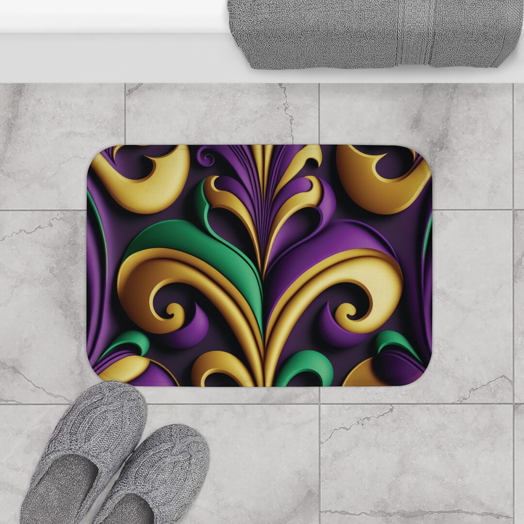 Purple, Green, Gold Mardi Gras Bath Mat - Etsy