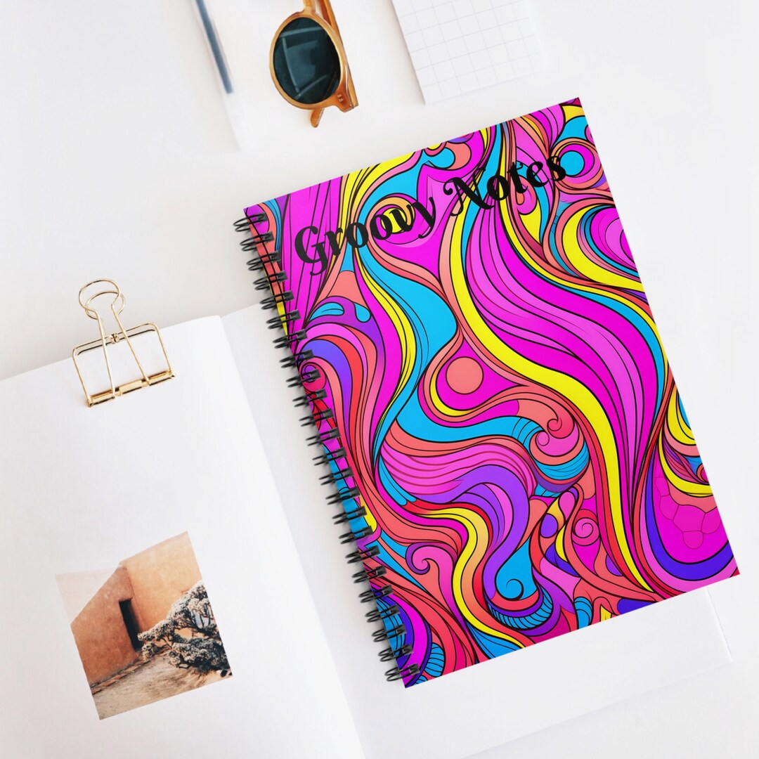 Notepad, Pink, Spiral, Groovy, Note Spiral Notebook - Ruled Line - Etsy