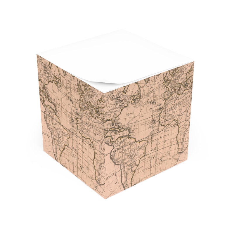 World Map Note Cube - Etsy