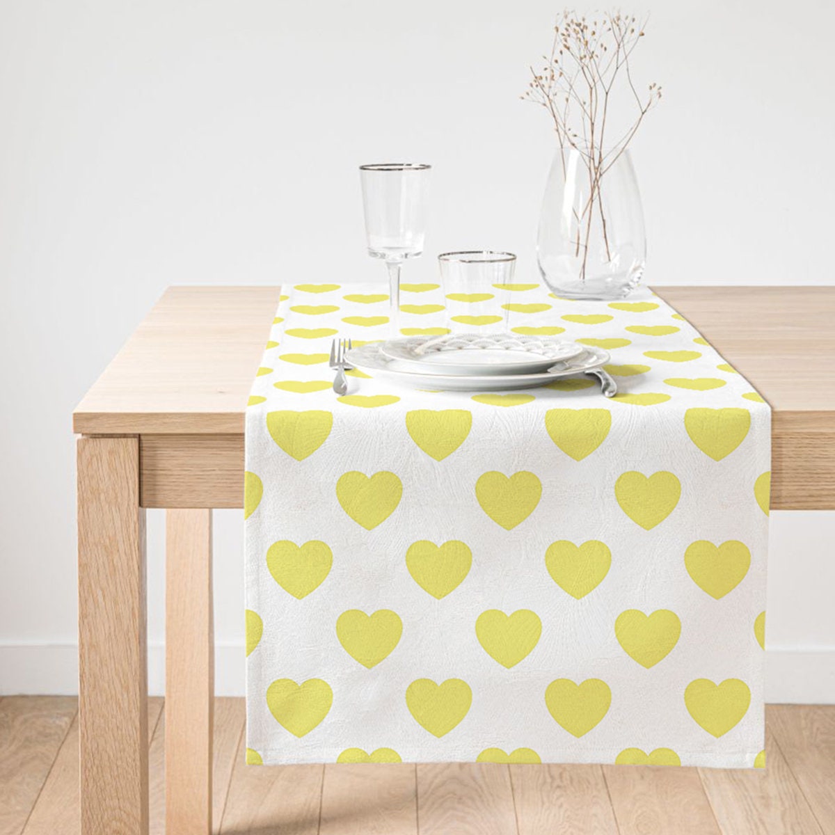 Plain Colour Heath Pattern Table Runner,love Pattern Table Cloth ...