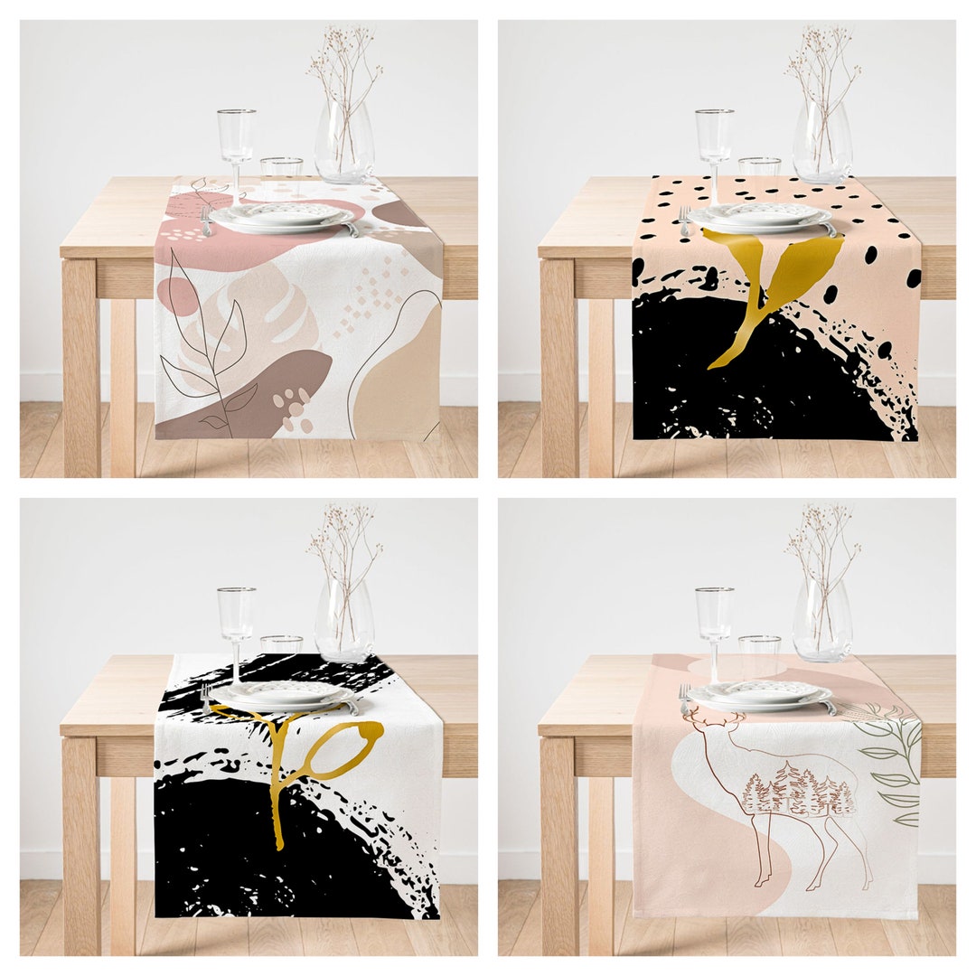 Line Art Drawing Table Runner,line Art Deer Animal Table Cloth,soft ...