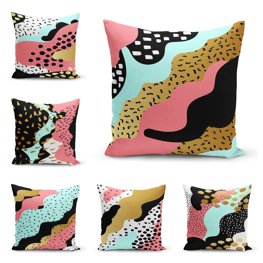 Colorful Wave Cushion Cover,pastel Colors Cushion Case,blue and Red ...