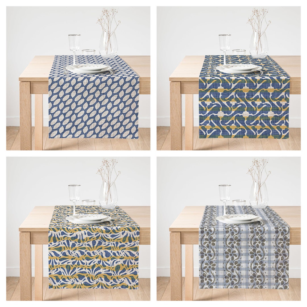 Spanish Tiles Table Runner,ottoman Theme Dining Room Table Cloth,mosaic ...