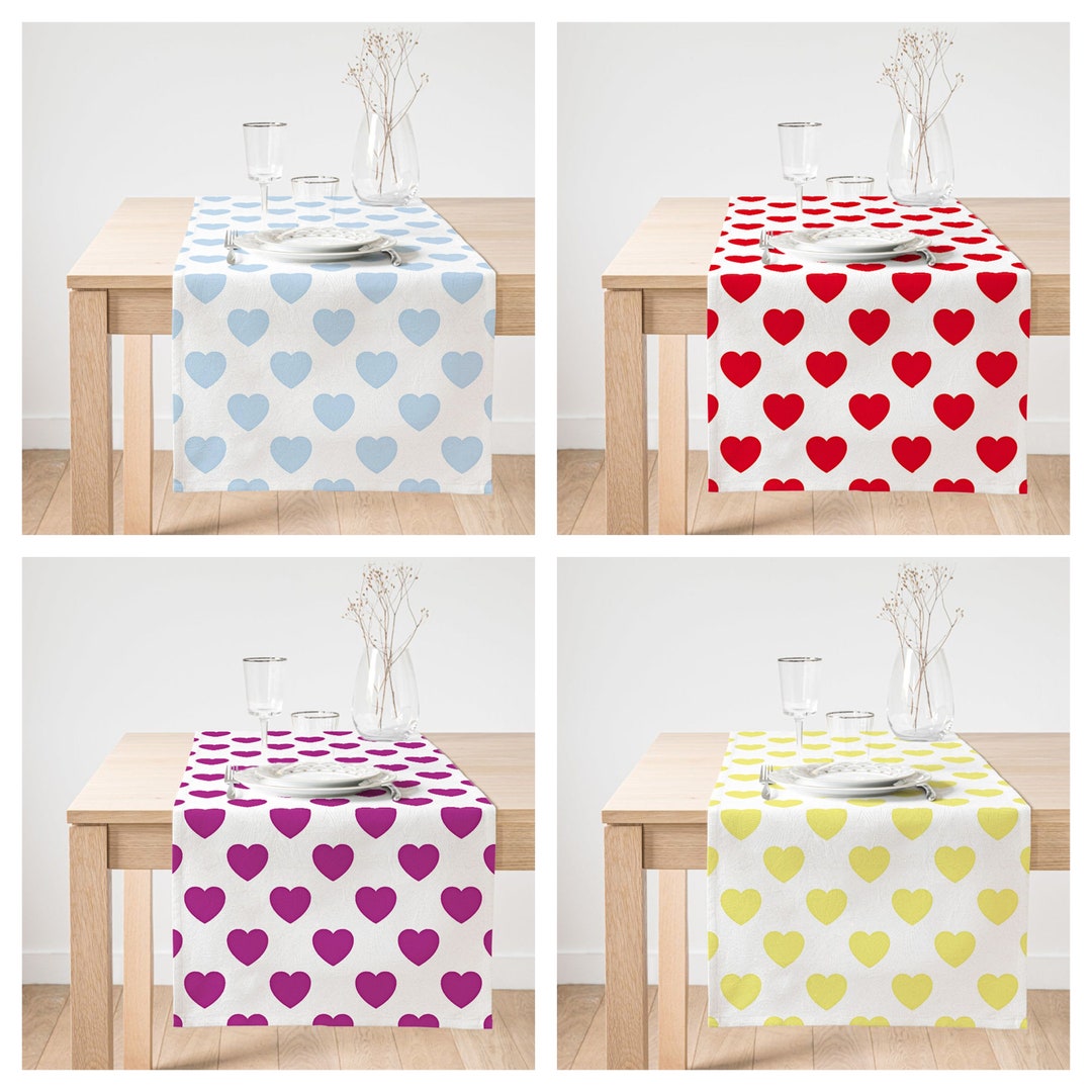 Plain Colour Heath Pattern Table Runner,love Pattern Table Cloth ...