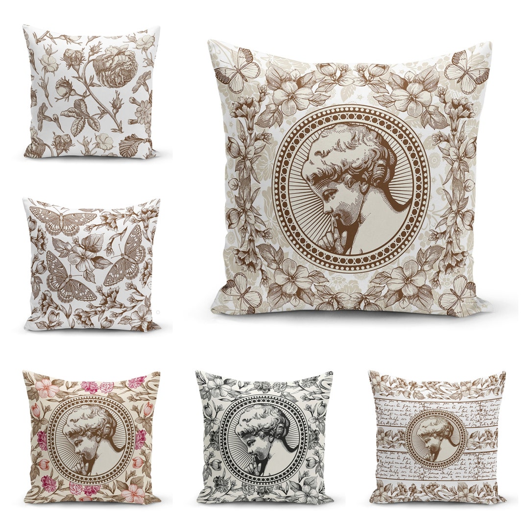 Ancient Greek Sculpture Cushion Cover,greek Alphabet Cushion Case,brown ...