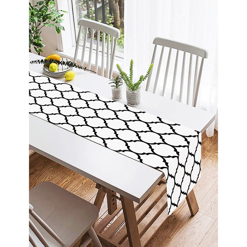 Black Zigzag Table Runner,geometric Dining Room Table Cloth,black and ...