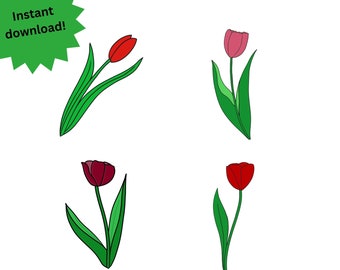 Tulips Digital Stickers - Etsy