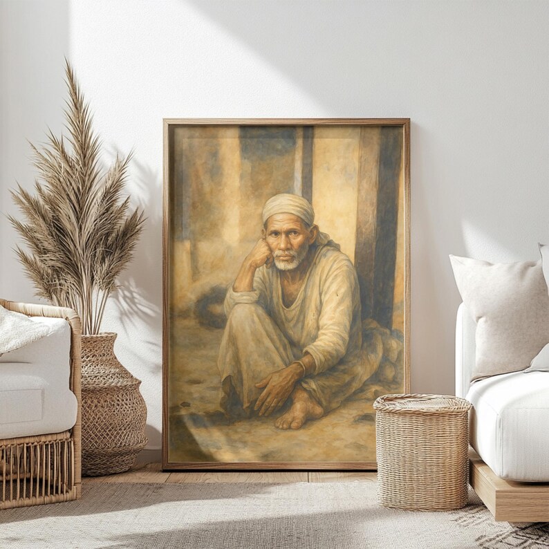 Sai Baba of Shirdi Unframed Picture | Spiritual Home Wall Decor Art ...