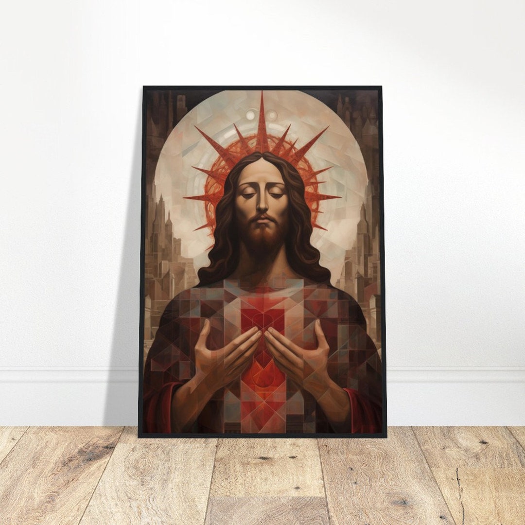 Unique Jesus Christ Wooden Framed Portrait Messiah Photo Sage Reminder ...