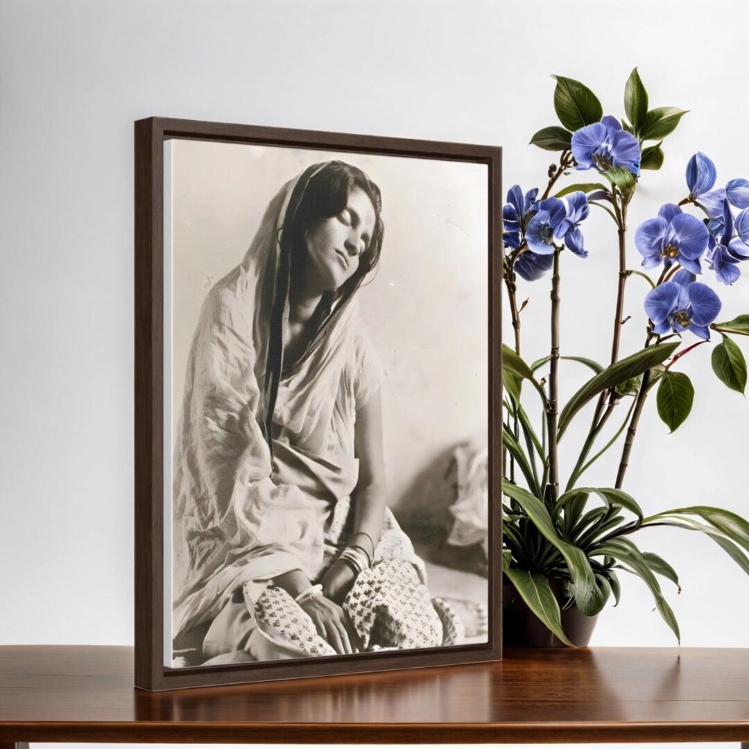 Wooden Framed Canvas of Anandamayi Ma Guru Photo Sage Reminder Image ...