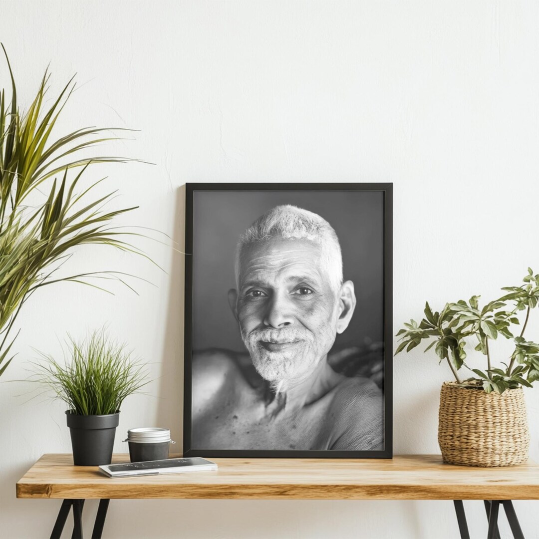 Wooden Framed Portrait of Ramana Maharshi | Bhagavan Photo | Sage ...