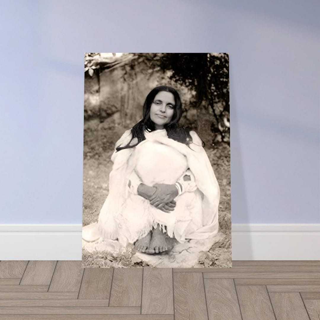 Unframed Poster of Sri Anandamayi Ma Wooden Portrait Guru Photo Sage ...