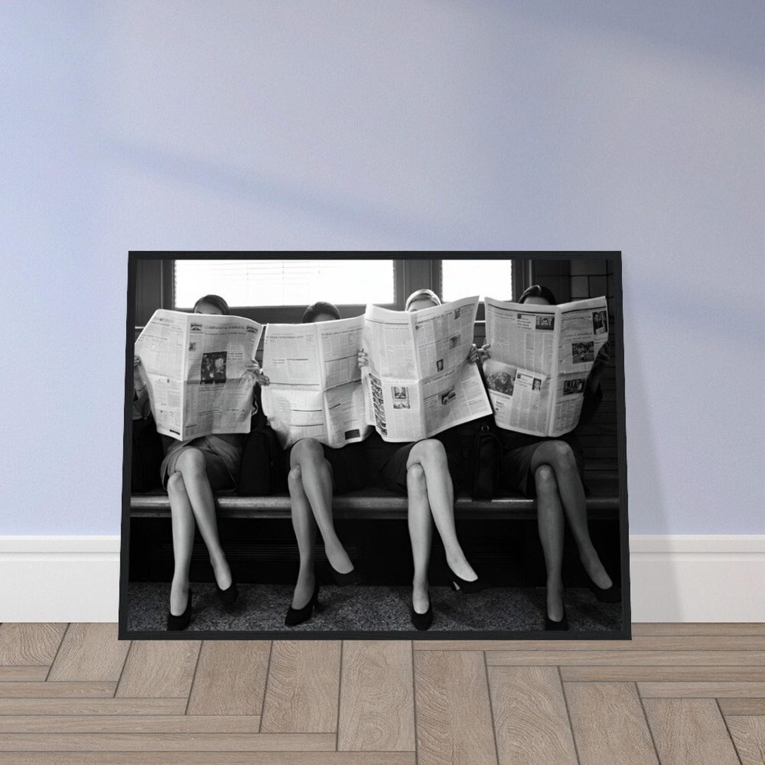 Frauen lesen Zeitung gerahmtes Foto, Vintage Hauptwanddekoration - Etsy.de