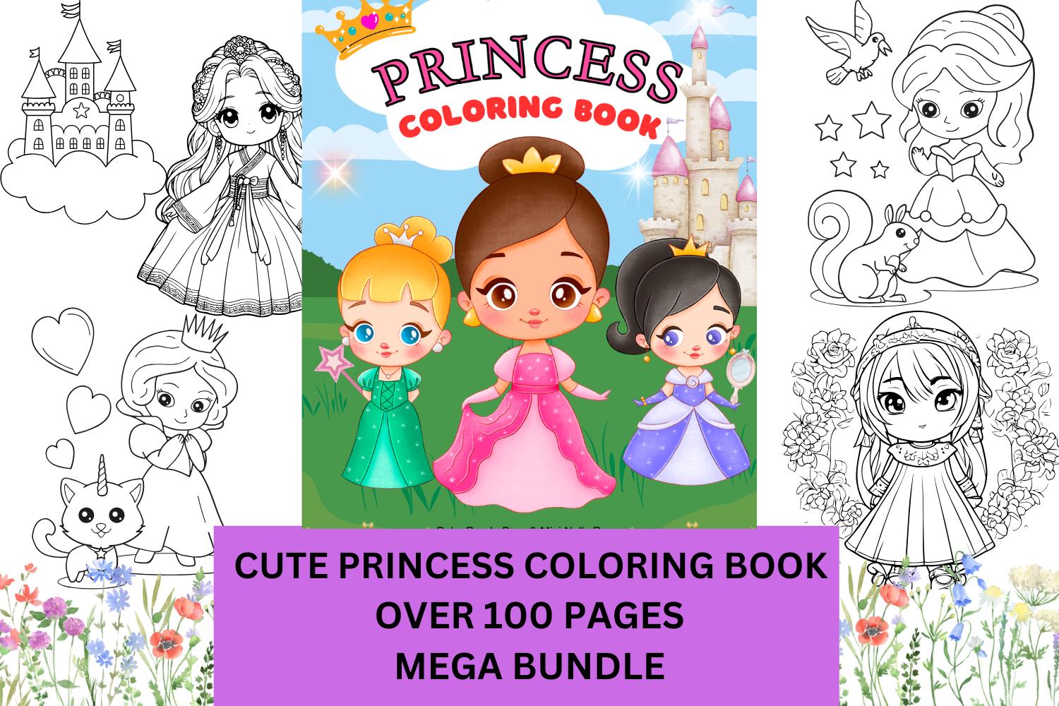 Princess Coloring Book: Fun and Cute Princesses, Unicorns and Castles ...