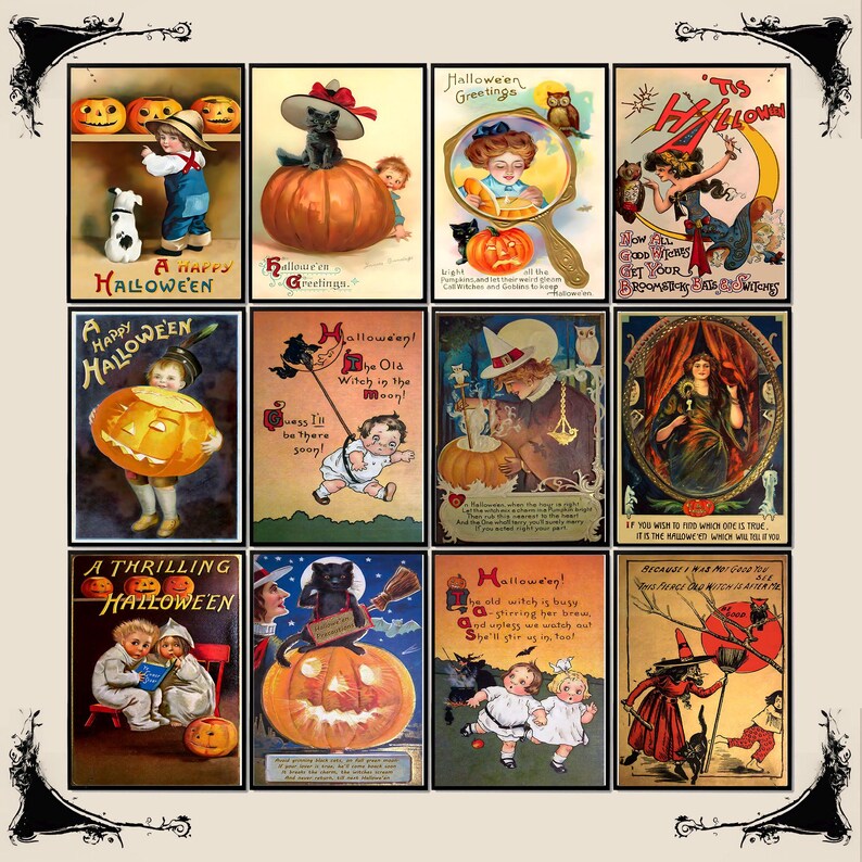 55 Printable Vintage Halloween Posters, Fall Season Print Pack, Wall ...