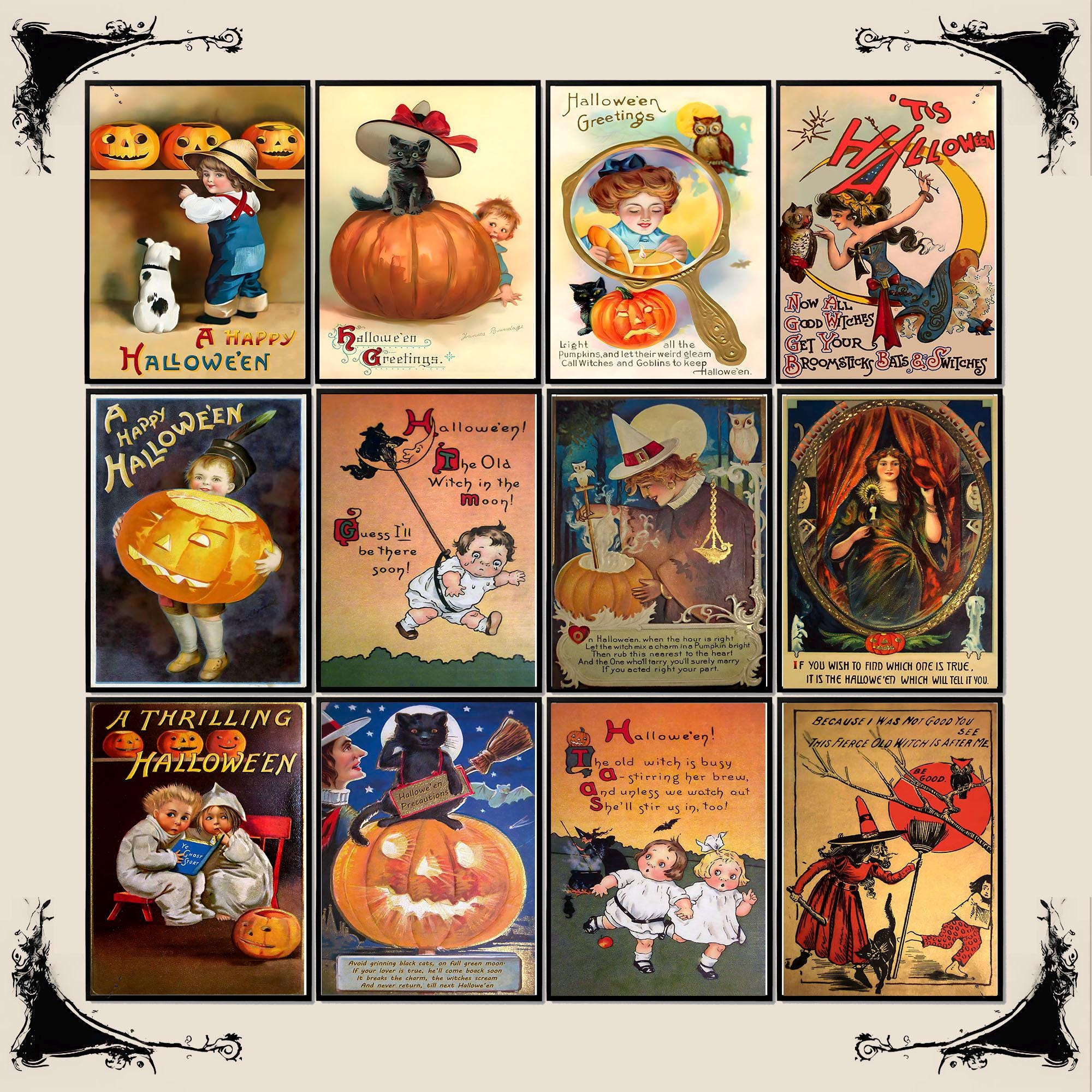 55 Printable Vintage Halloween Posters, Fall Season Print Pack, Wall ...
