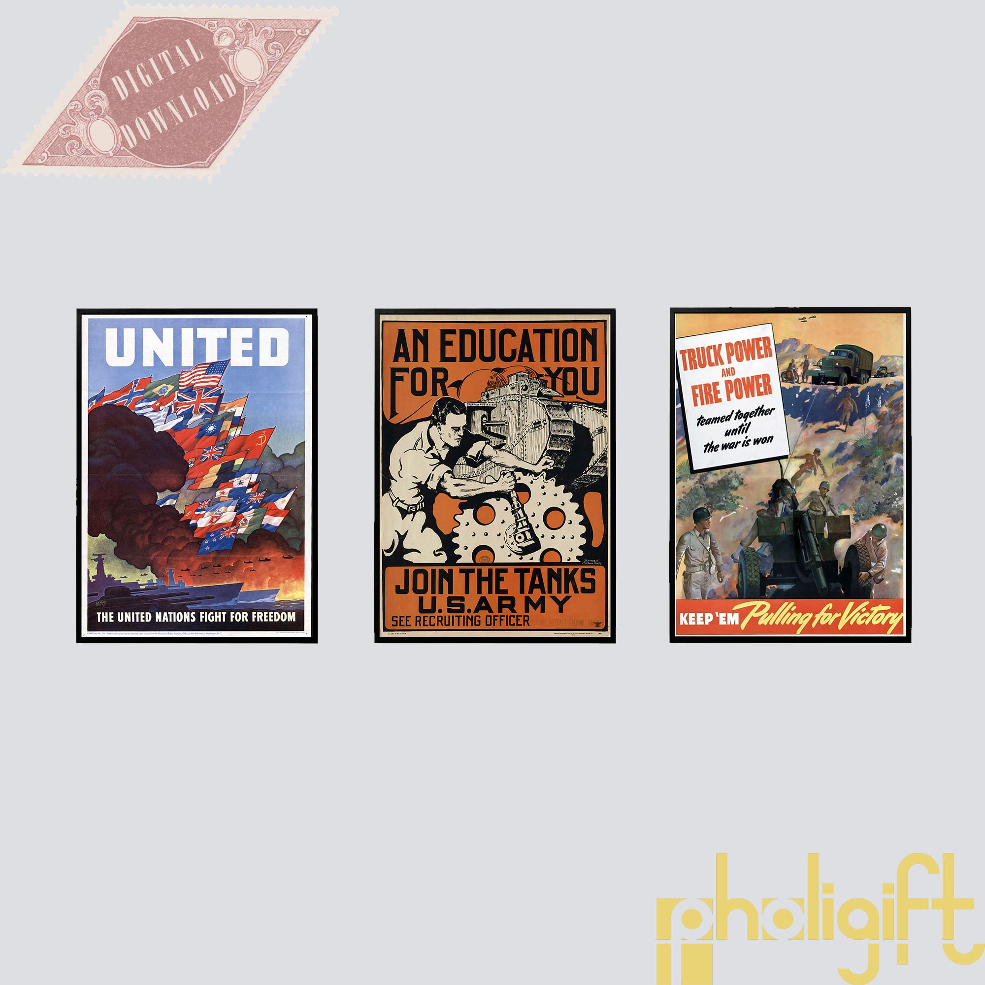 27 Vintage WW2 Propaganda Posters Bundle, Printable World War Digital ...