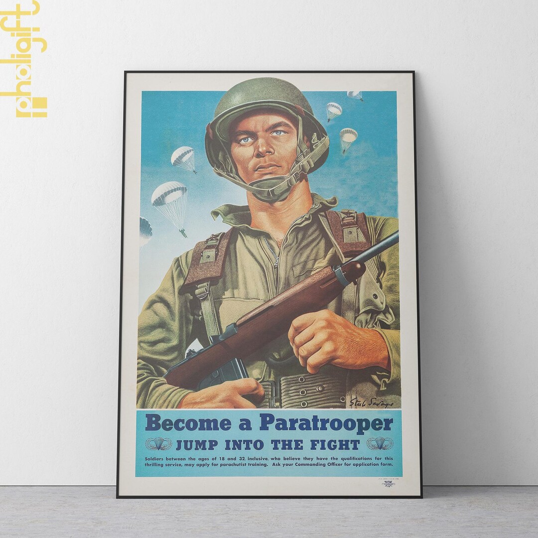 WWII Become a Paratrooper Poster, Steele Savage Recruitment Print ...