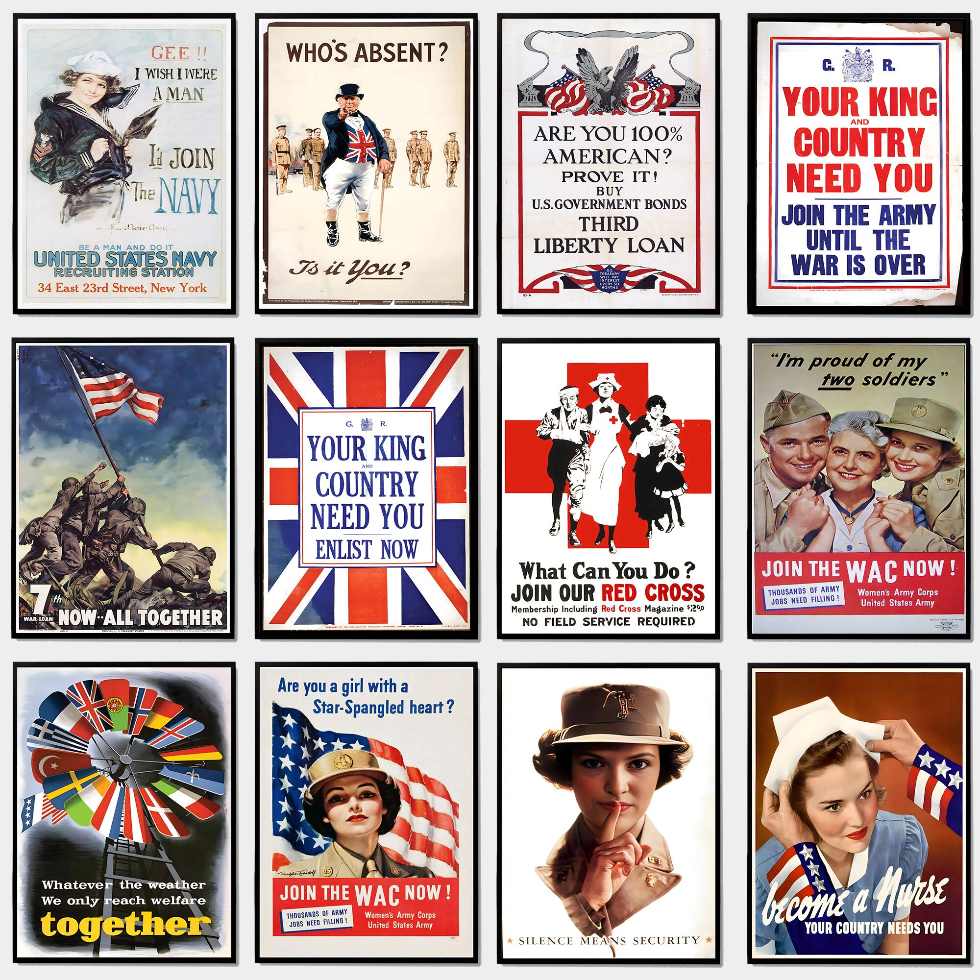 29 HQ Best Seller World War Poster Bundle, WW2 & WW1 Increased ...