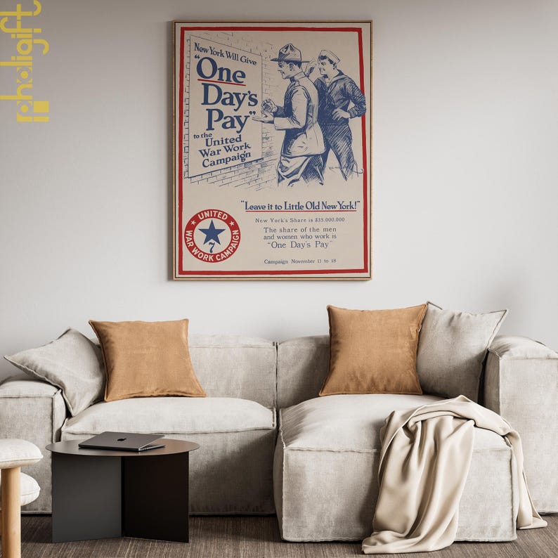 One Day's Pay Poster Matte Vertical Poster | Vintage WWI War Work ...