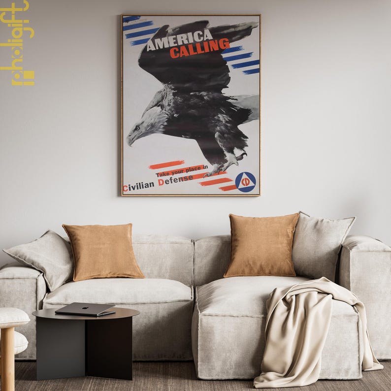 WWII 'america Calling' Propaganda Poster, Vintage Civilian Defense Art ...
