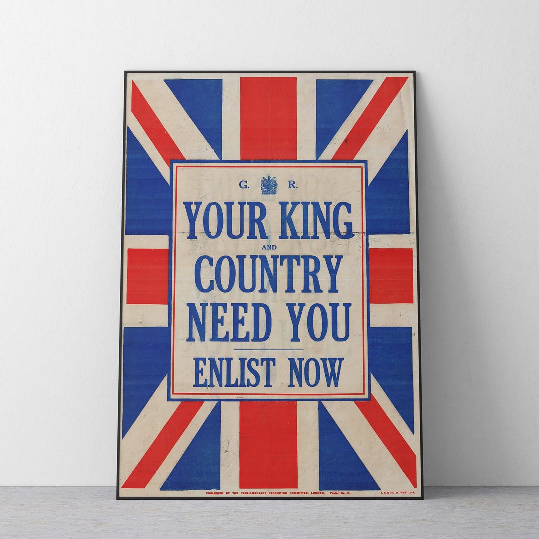 Vintage WW1 British Army Poster, Historical Recruiting Propaganda ...