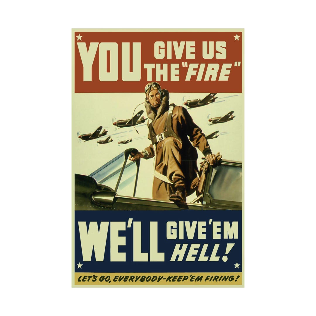 Matte Vertical Poster, Bold Motivational Wall Art, Retro War Slogan ...
