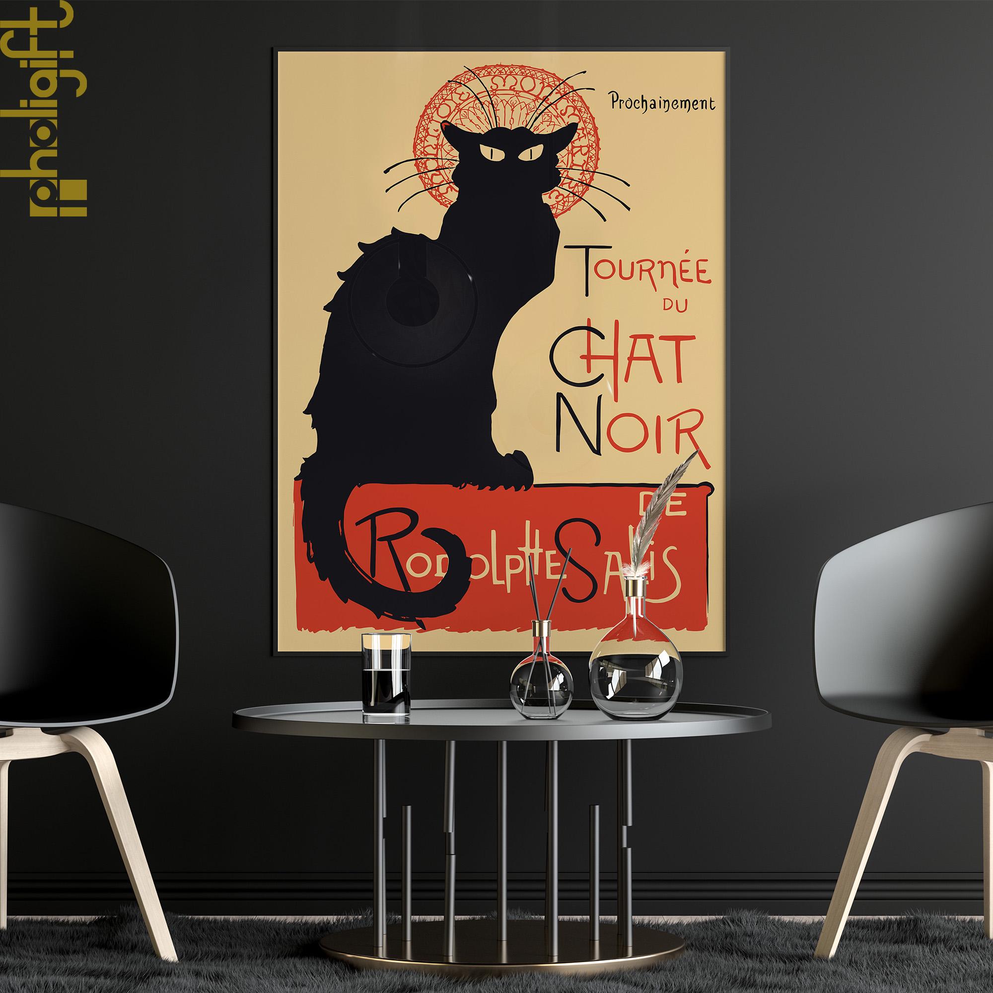 Vintage Le Chat Noir Art Nouveau Poster - French Cat Wall Art ...