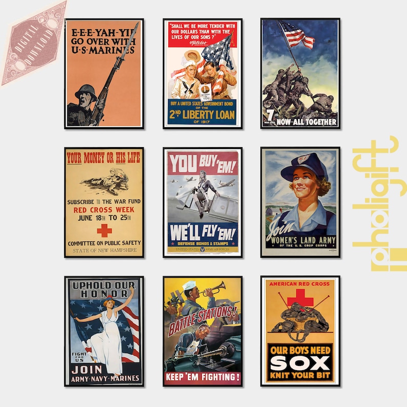 Set of 196 Vintage World War Propaganda Poster Mega Bundle, Increased ...