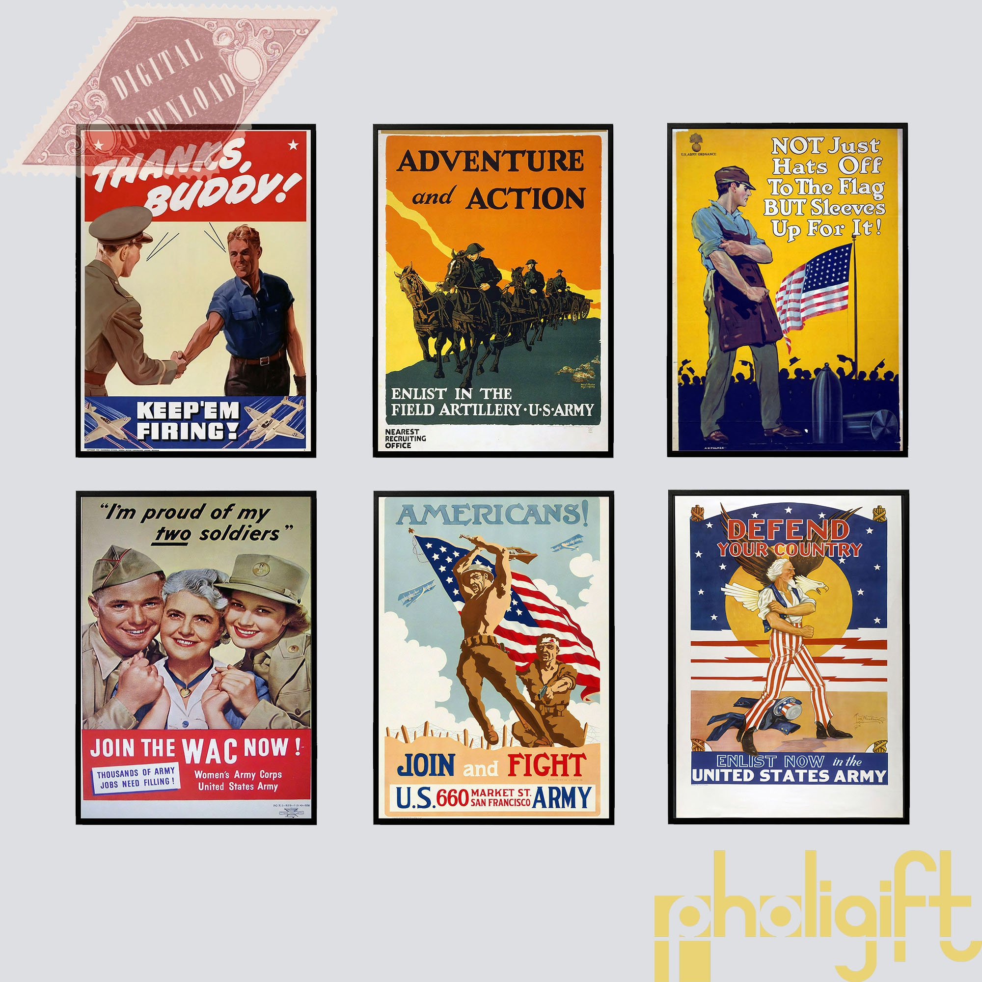 27 Vintage WW2 Propaganda Posters Bundle, Printable World War Digital ...