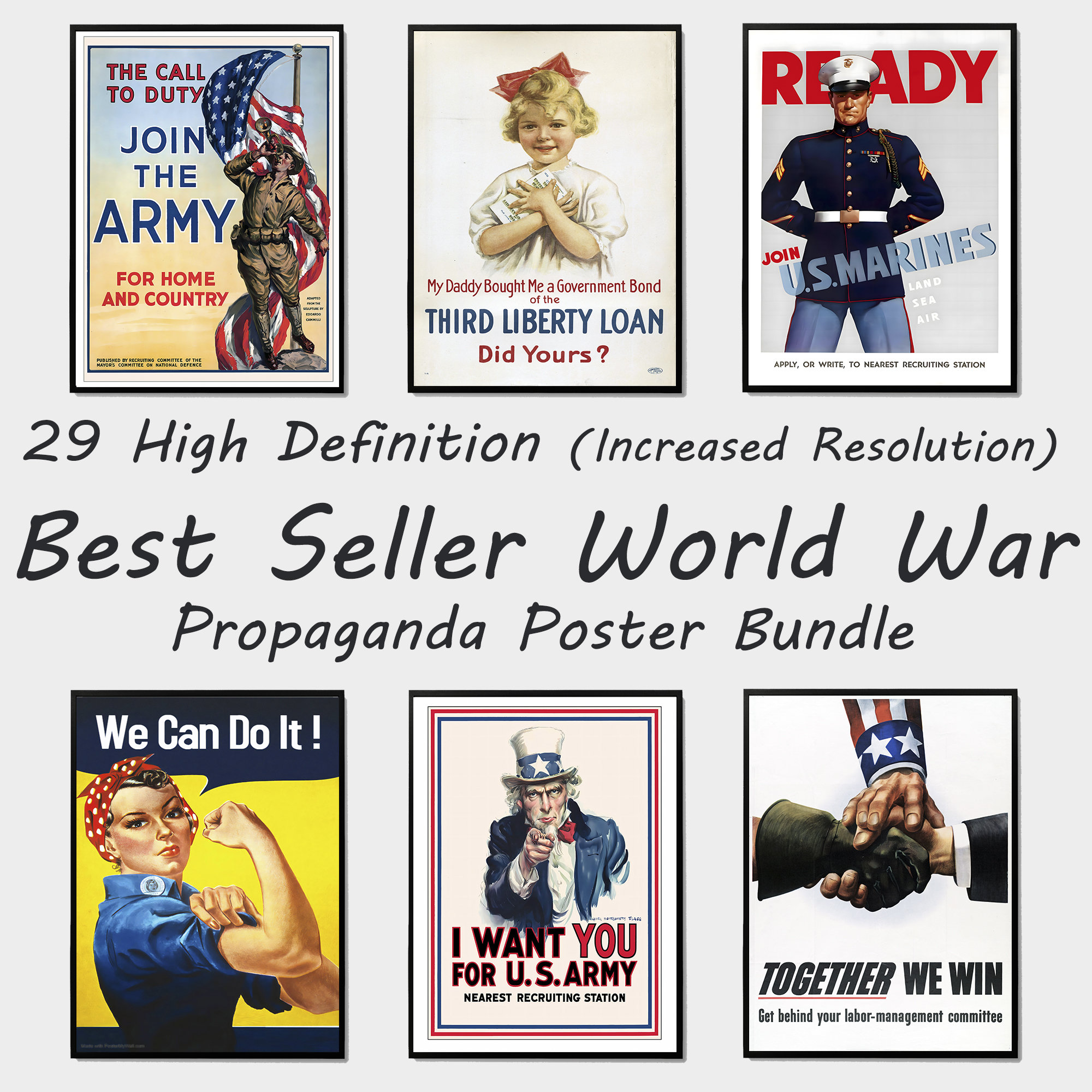 29 HQ Best Seller World War Poster Bundle, WW2 & WW1 Increased ...
