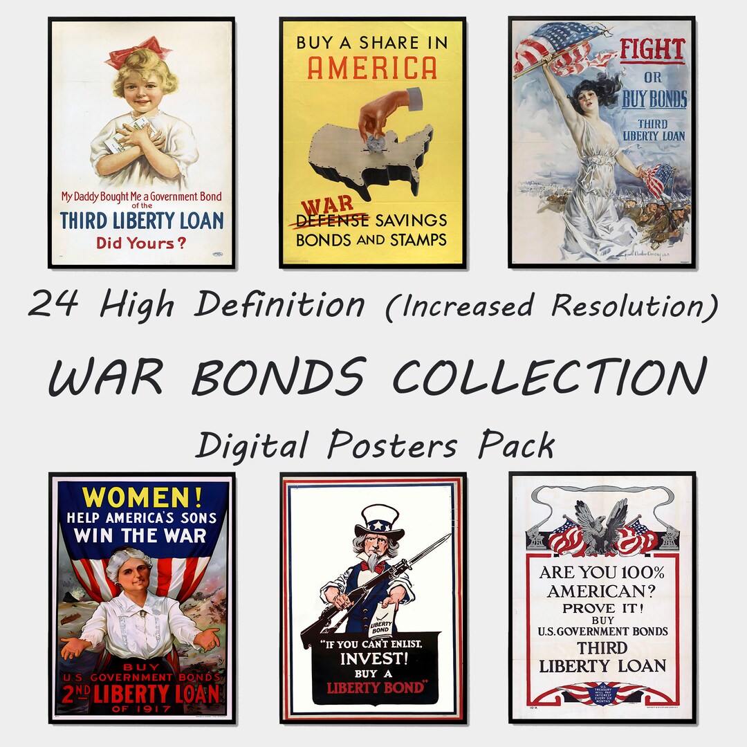 24 High Quality War Bonds Poster Bundle, Increased Resolution World War ...