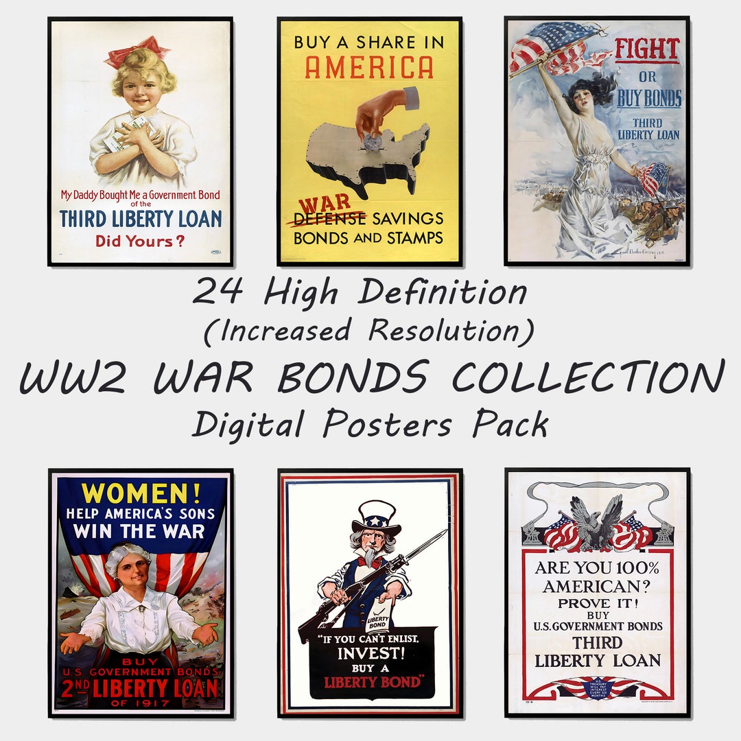 24 High Quality WW2 War Bonds Poster Bundle, Increased Resolution WW2 ...