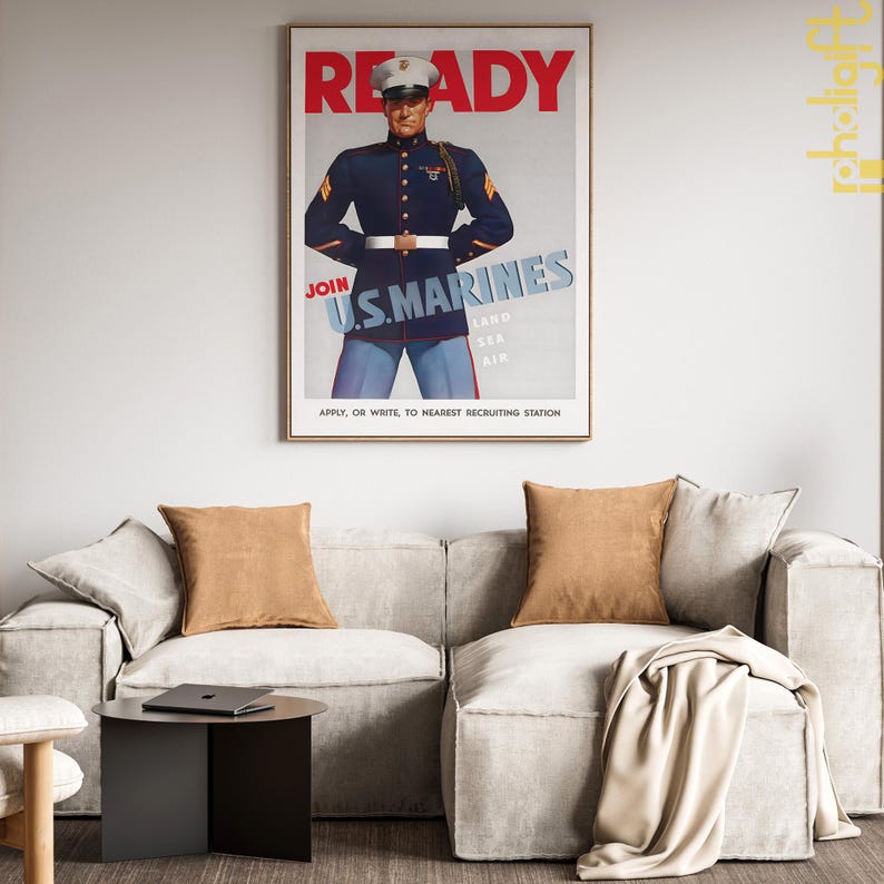 Vintage WWII US Marine Corps Recruitment Poster – Wartime Propaganda ...