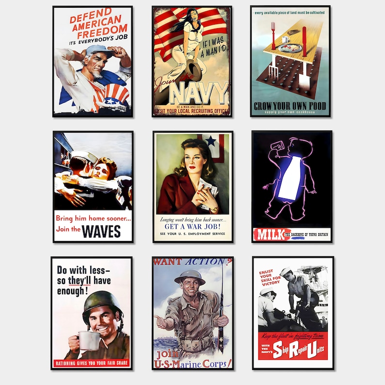 80 Vintage World War Propaganda Posters Bundle, Printable Wall Poster ...