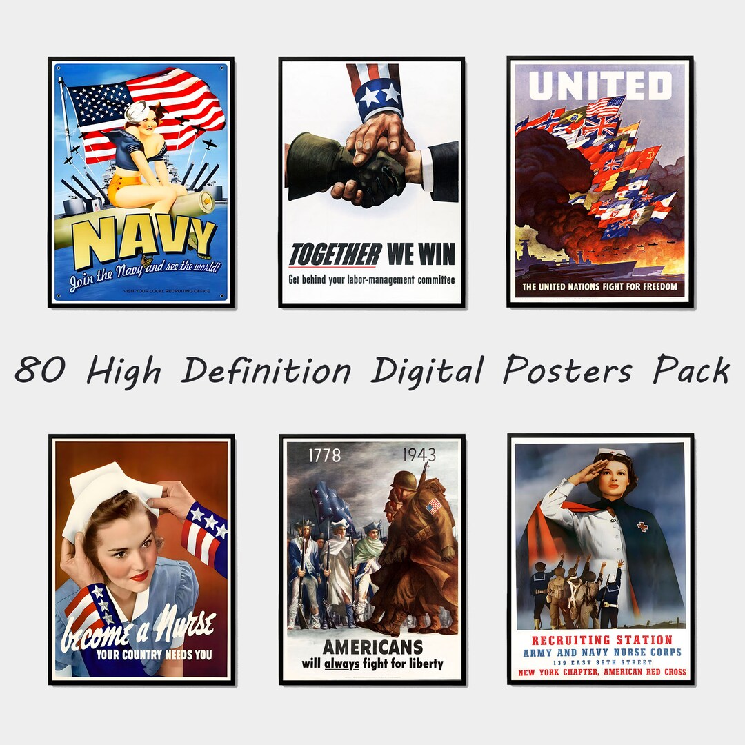 80 Vintage WW2 Propaganda Posters Bundle, Increased Resolution ...