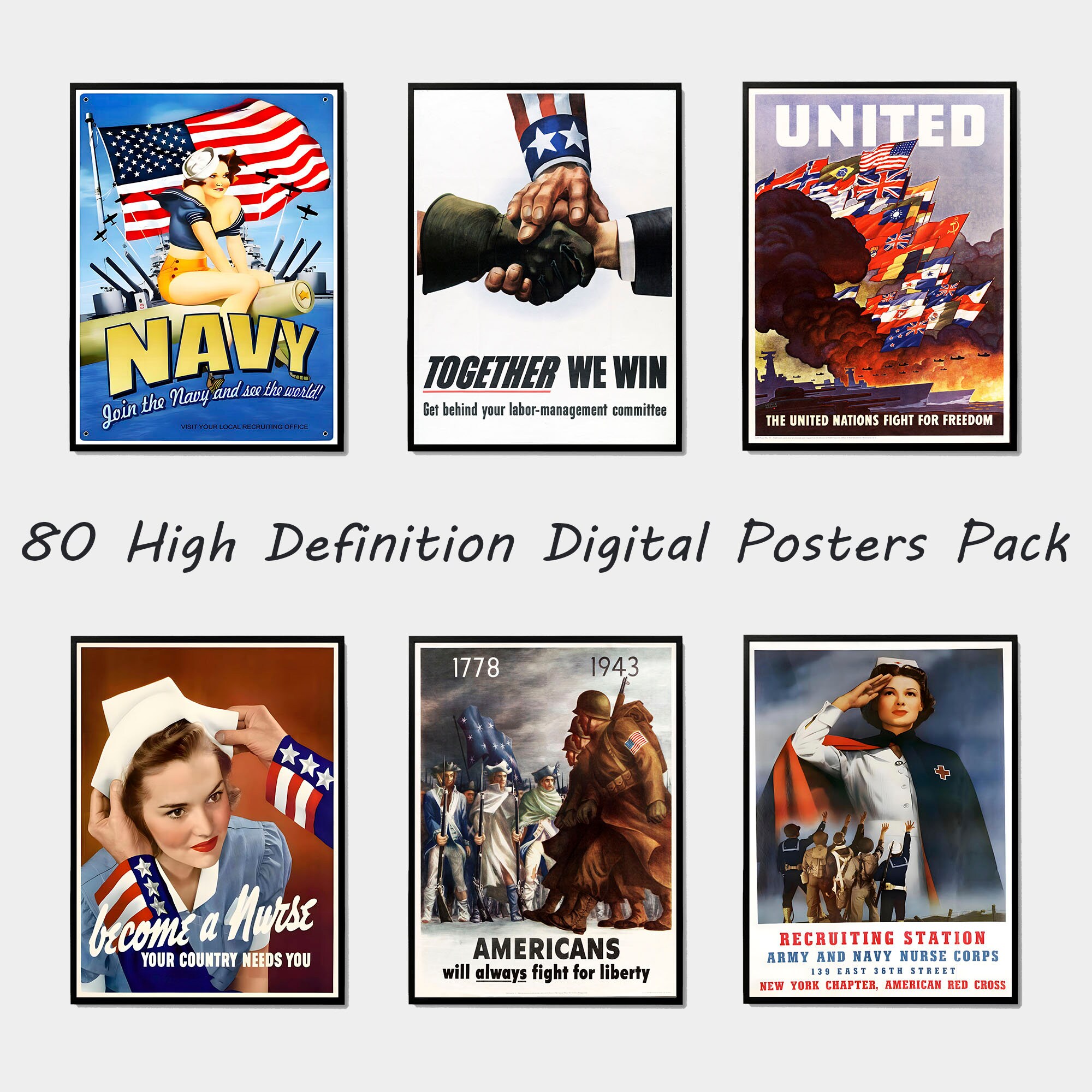 80 Vintage WW2 Propaganda Posters Bundle, Increased Resolution ...