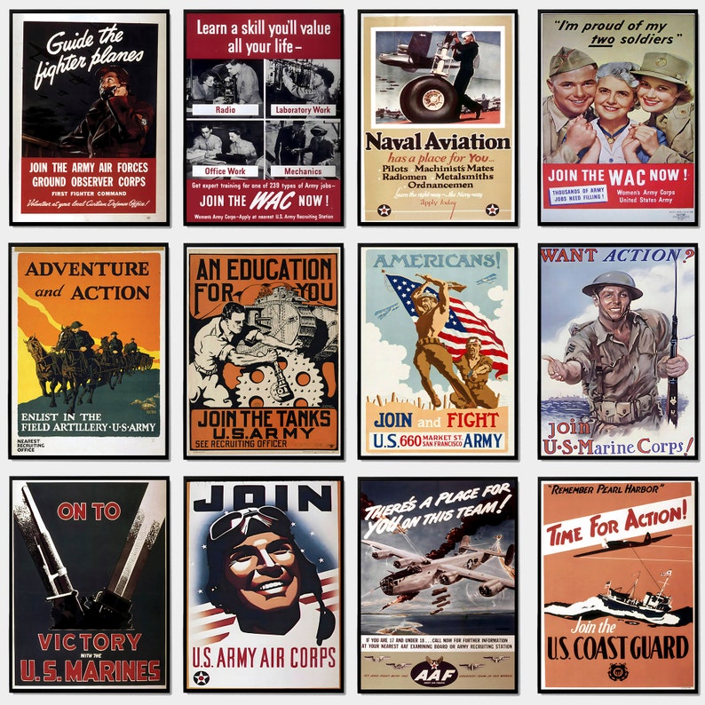 42 HQ World War Join the Army Poster Bundle, Increased Resolution ...