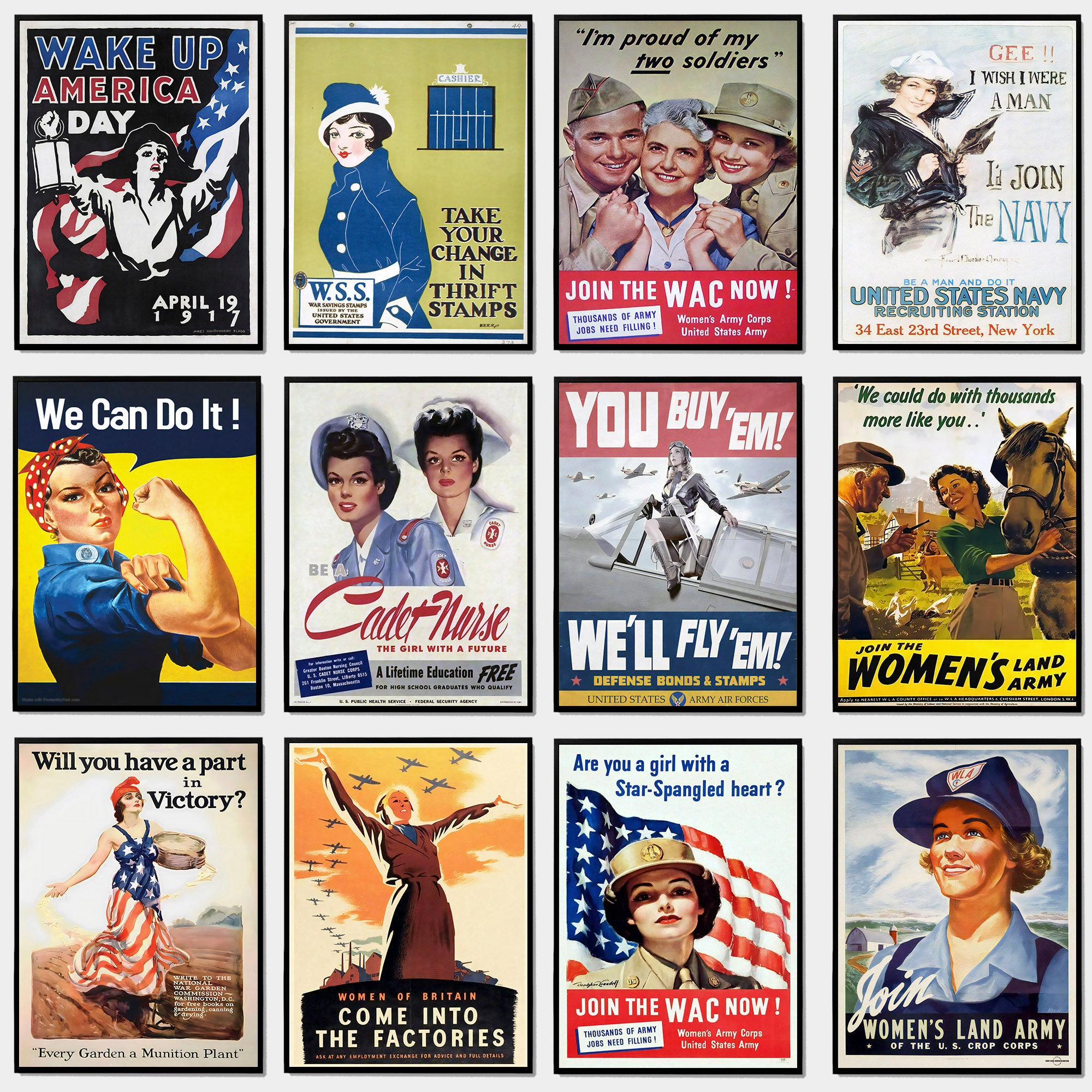 65 HQ Vintage Woman Propaganda Poster Bundle, 1940s WW2 Feminist Poster ...