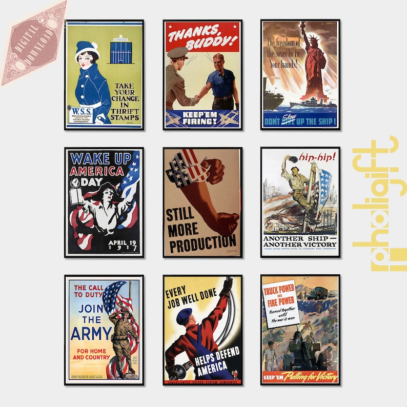 61 Vintage WW2 Propaganda Posters Bundle, High Quality Scanned ...