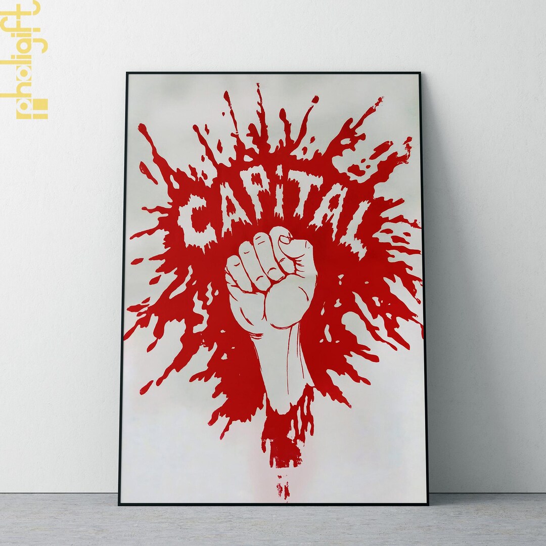 Vintage Anti-capitalism Art Print - Deep Blood Red Protest Poster From ...