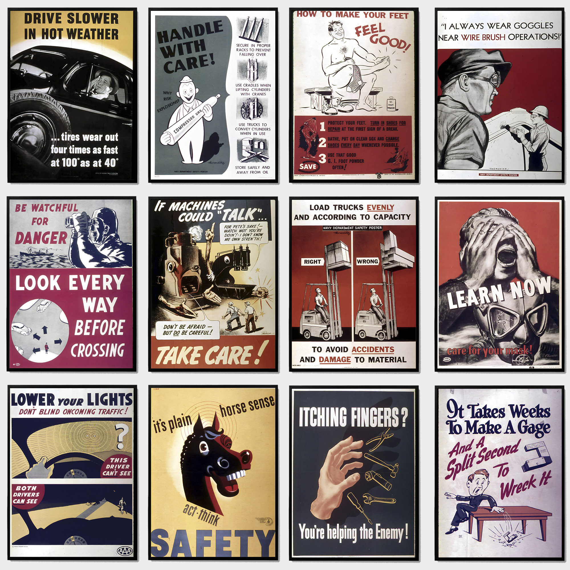 58 HQ Vintage Work Safety Poster Bundle, Printable 1940s World War ...