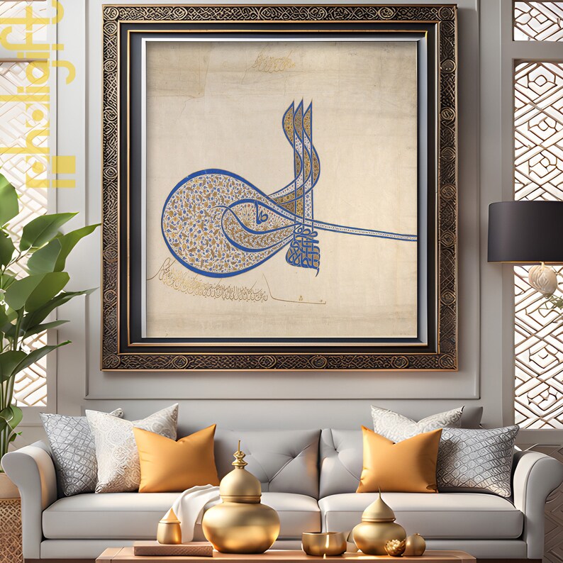 Ottoman Sign Wall Art, Islamic Pattern Print, Vintage Ottoman, Tughra ...