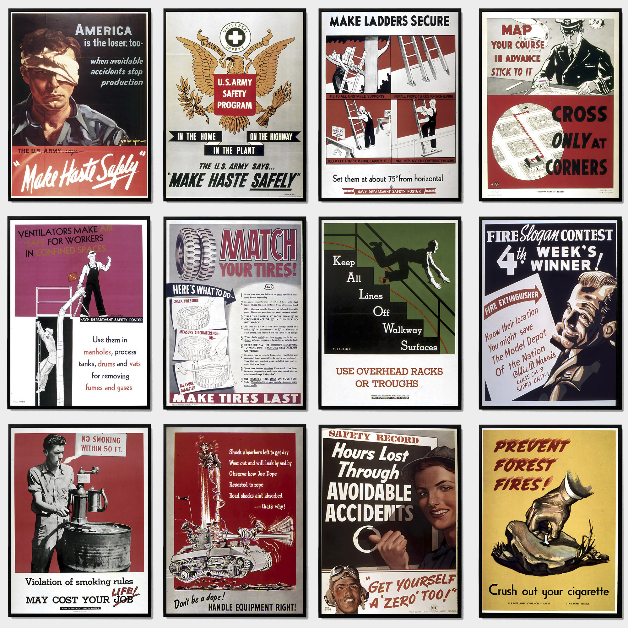 58 HQ Vintage Work Safety Poster Bundle, Printable 1940s World War ...