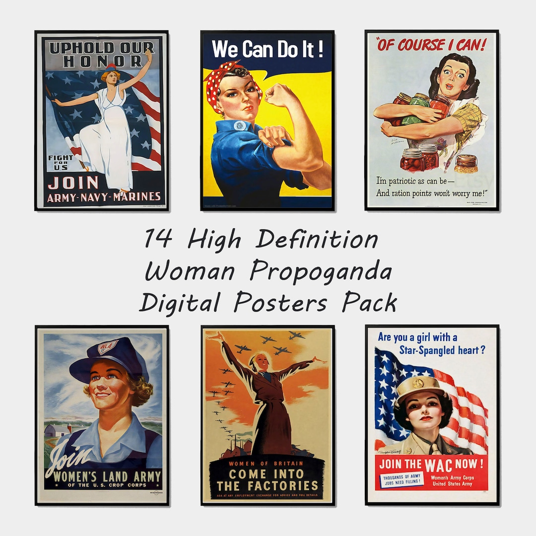 14 Vintage Woman Propaganda Posters Bundle, High Quality Scanned ...