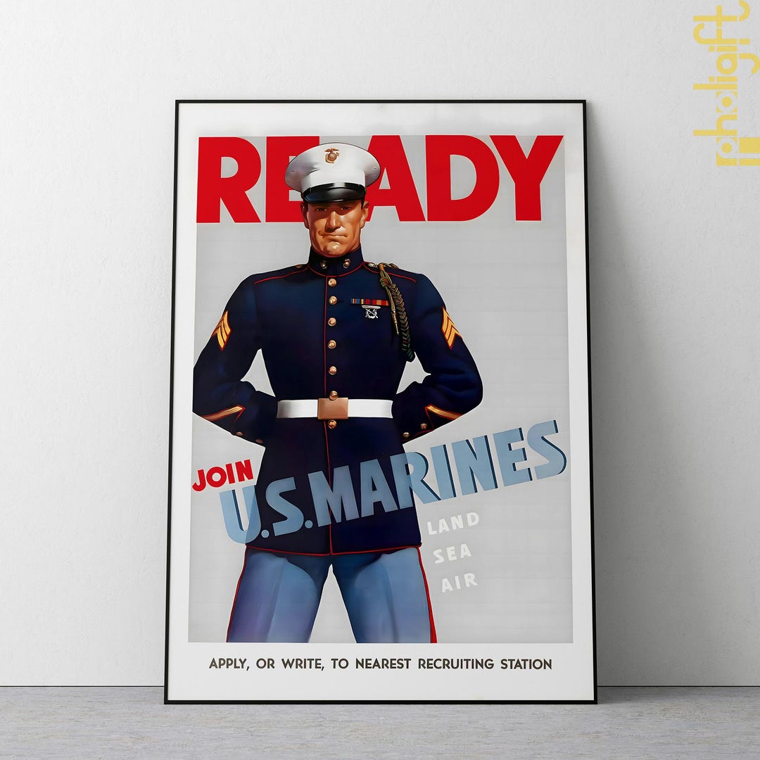 Vintage WWII United States Marine Corps Enlistment Poster - Ready Join ...