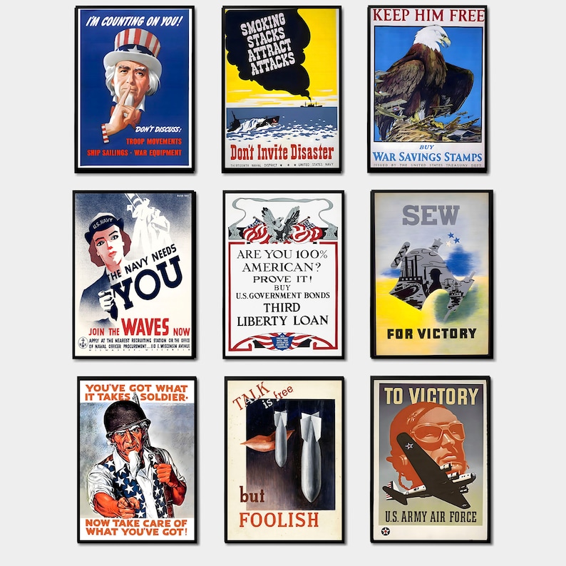 Set of 196 Vintage World War Propaganda Poster Mega Bundle, Increased ...