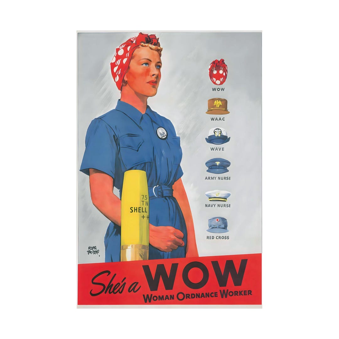 She's A Wow Women Ordnance Worker WW2 Propaganda Poster by Adolph Treidler, Vintage 1940s Wall ...