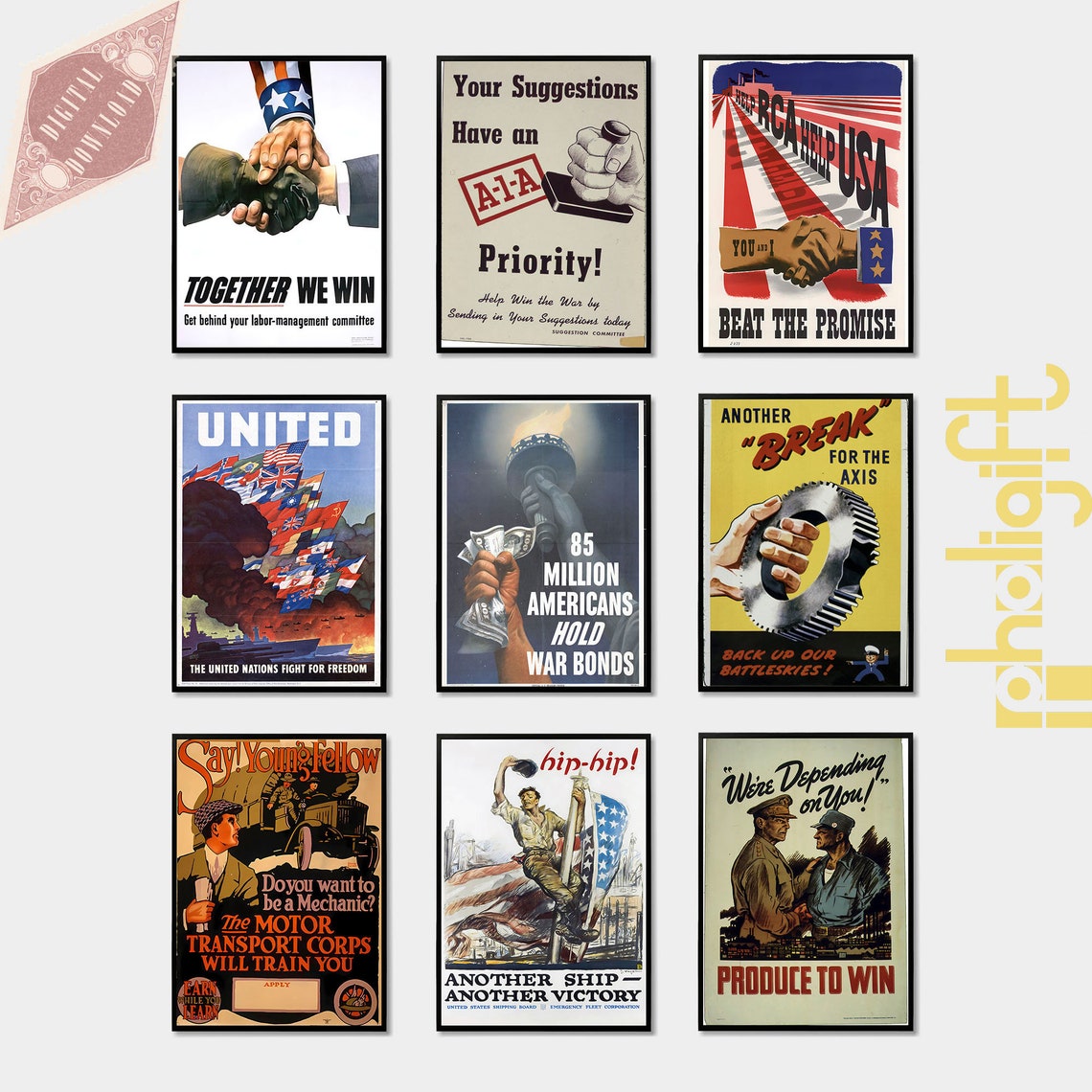61 Vintage WW2 Propaganda Posters Bundle, High Quality Scanned ...